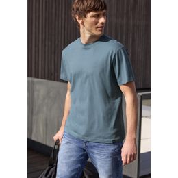 T-Shirt Street One MEN, Herren, Gr. L (42), lake blau, Web, 100% Baumwolle, unifarben, normal normal, Rundhals, abgesteppt, Shirts T-Shirt, aus reiner Baumwolle