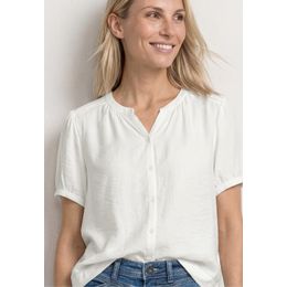 Shirtbluse Street One, Damen, Gr. 40, sanftes wei&szlig;, Stoff, 88% Viskose, 12% Polyamid, unifarben, normal normal, Rundhals, abgesteppt, Blusen, aus softer Viskose