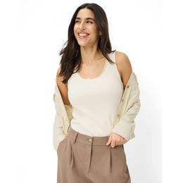 Kurzarmshirt Brax "Style IVY", Damen, Gr. 38, hellbeige, 95% Baumwolle, 5% Elasthan, Rundhals, Shirts