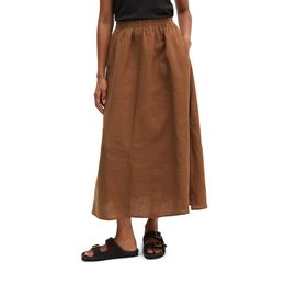Marc O'Polo Webrock MARC O'POLO "mit elastischem Bund", Damen, Gr. 34, burnt braun, Obermaterial: 100% Leinen, unifarben, l&auml;ssig geschnitten lang, R&ouml;cke