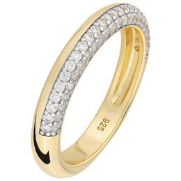 Fingerring Jobo "Ring" Gr. 50, vergoldet, Fingerringe, Damen, 50, Silber 925 (Sterlingsilber), Fingerring, 925 Silber vergoldet mit 48 Zirkonia