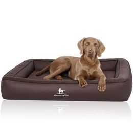 Knuffelwuff Orthop&auml;disches Hundebett aus Laser gestepptem Kunstleder Hampstead braun XXXL