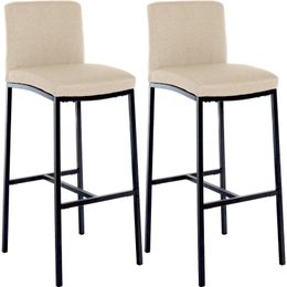 CLP Barhocker 2er Set mit Lehne Freeport, Barst&uuml;hle gepolstert, moderne Tresenst&uuml;hle mit Metallgestellen matt-schwarz und Fu&szlig;ablagen