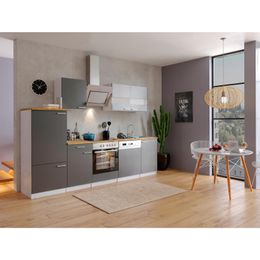 respekta K&uuml;chenzeile KB280WGSC 280 cm Wei&szlig; - Grau mit Glaskeramik