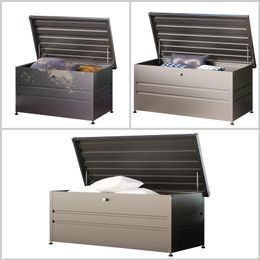 GFP Primeyard Gartenbox DAVID Aufbewahrungsbox Auflagenbox Gartentruhe Metall, anthrazit 132 x 64 x 72 cm