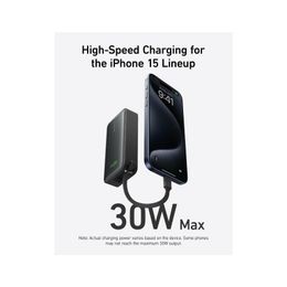 Anker Nano Powerbank (10K, 45W, Integriertes einziehbares USB-C Kabel)