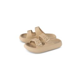 SONSTIGE Damen und Herren Plateau Badepantoletten 2-Schnaller beige, 40/41