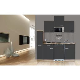 respekta K&uuml;chenzeile KB180ESGMI 180 cm Grau-Eiche S&auml;gerau Nachbildung