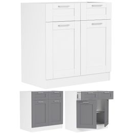 Vcm K&uuml;chenschrank Ma&szlig;e ca. H. 82 x B. 80 x. T. 46 cm Unterschrank mit zwei Dreht&uuml;ren und zwei Schubladen im Landhaus Stil K&uuml;chenm&ouml;bel &ndash; Colura