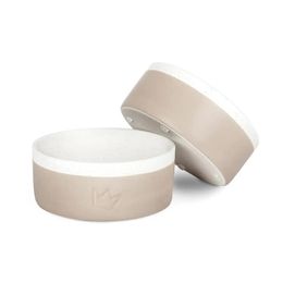 Rudelk&ouml;nig Rudelk&ouml;nig 2x Hundenapf in beige Keramik Napf rutschfest Fressnapf Tiernapf Wassernapf robust sp&uuml;lmaschinenfest