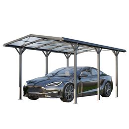 GFP Carport 2,85x5,05m Auto Unterstand Aluminium Anthrazit inkl. Regenrinne