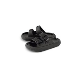 SONSTIGE Damen und Herren Plateau Badepantoletten 2-Schnaller schwarz, 41/42
