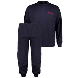 Herren Gro&szlig;e Gr&ouml;&szlig;en | ADAMO Langer Pyjama mit Henleykragen Farbe dunkelblau Gr&ouml;&szlig;e: 6XL