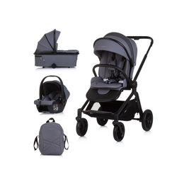 Chipolino Kombikinderwagen Magnum 3 in 1 Babywanne Sportsitz i-Size Babyschale grau