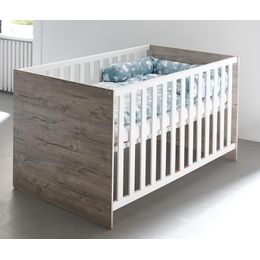 Babybett Arthur Berndt "Bente", wei&szlig; (eiche sand nb, wei&szlig; flachgitter), B:76cm H:74cm L:142cm, Holzwerkstoff, Massivholz, Babybetten, Babybett, Gitterseiten aus Massivholz, 4-fach h&ouml;henverstellbares Lattenrost