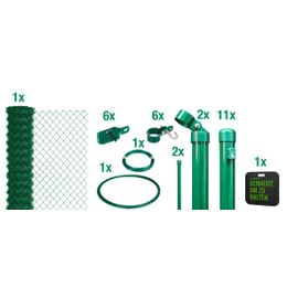 Maschendrahtzaun Alberts, gr&uuml;n (gr&uuml;n, zum einbetonieren), H:100cm, Stahl, Zaunelemente, verschiedene Abmessungen, mit oder ohne Bodenh&uuml;lse
