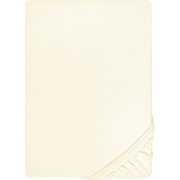 Spannbettlaken Biberna "Conny", beige (perlmuttfarben), 1 Stk., Jersey-Elasthan, 140-160x200-220 40cm, Jersey-Elasthan, Obermaterial: 95% Baumwolle, 5% Elasthan, Bettlaken, Spannbettlaken, hochwertiges Jersey-Elasthan geeignet f&uuml;r Wasser- und Boxspringbetten