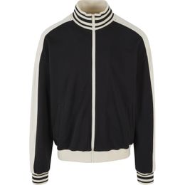 Trainingsjacke Urban Classics "Urban Classics Herren Retro Track Jacket", Herren, Gr. XL, schwarz, 65% Baumwolle, 35% Polyester, relaxed fit, ohne Ausschnitt, Jacken Trainingsjacke