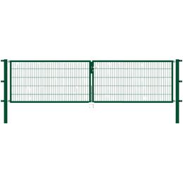 Zaundoppelt&uuml;r Alberts "Flexo", gr&uuml;n, B:400cm H:100cm, Stahl, Tore, 400 cm Breite, in versch. H&ouml;hen