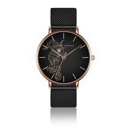 Quarzuhr AMELIA PARKER "AA7-B048B", schwarz, Armbanduhren, Damen, Quarzuhr