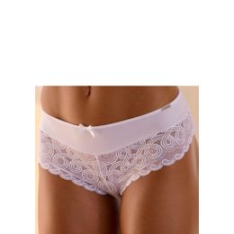 Stringpanty Lascana, Damen, Gr. 32/34, wei&szlig;, Microtouch, Obermaterial: 89% Polyamid, 11% Elasthan, Unterhosen, mit extravaganter Spitze und Zierschleife