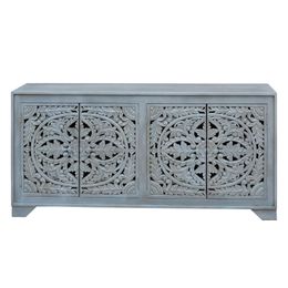 Sideboard OTTO HOME "Kenmare", grau, B:170cm H:85cm T:40cm, Massivholz, Sideboards, Sideboard, Kommode aus Mangoholz, dekorative Schnitzereien, Breite 170 cm