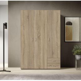 Dreht&uuml;renschrank Schlafkontor "Base Kleiderschrank Joe Garderobe Hochschrank W&auml;scheschrank", braun (struktureichefarben hell), B:120cm H:177cm T:52cm, Holzwerkstoff, Schr&auml;nke, Dreht&uuml;renschrank, Bega Schrank Schlafzimmer Bestseller