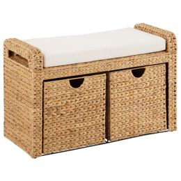 Bank Home Affaire "Wenham", beige (natur), B:80cm H:50cm T:35cm, Geflecht Wasserhyazinthe, Metall, Sitzb&auml;nke, aus geflochtener Wasserhyazinthe, inklusive Sitzkissen, Breite 80 cm