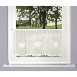 Scheibengardine Home Wohnideen "NISHAY" Gr. 1, wei&szlig;, B:120cm H:45cm, Polyester, Gardinen, Cafehaus Leinenoptik bestickt