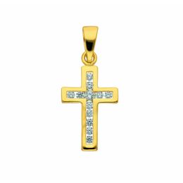 Adelia&acute;s Kreuzkette ADELIA&acute;S "Halskette - Kreuzkette mit Kreuz Anh&auml;nger mit Zirkonia aus 375", gold, Halsketten, Damen, Gelbgold 375 Gold, Gelbgold 375, Gold, Kreuzkette, Schmuckset mit bis 45 cm stufenlos verstellbarer 925 Silber Halskette