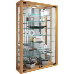 Wandregal Vcm "Wandvitrine Glasvitrine Vitrosa Mini Spiegel", braun (buche), B:59cm T:18cm, Regale, Wandregal