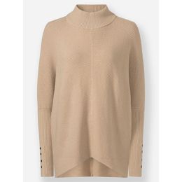 Strickpullover Heine "Pullover", Damen, Gr. 38, beige, 50% Viskose, 28% Polyester, 22% Polyamid, unifarben, Pullover Strickpullover