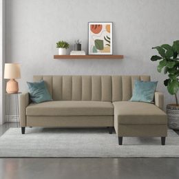 Ecksofa DOREL HOME "Celine, L-Form", braun (cappucino), B:213cm H:83cm T:154cm, Webstoff, 100% Polyester, Sofas, Ecksofa, mit Bett-Funktion und Stauraum. Recamiere beidseitig montierbar