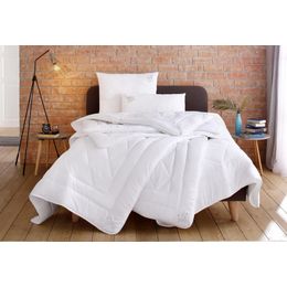 Microfaserbettdecke + Kopfkissen OTTO HOME "Baca, 2-tlg. Bettdecke 135x200 oder155x220 cm mit Kissen 80x80 cm", wei&szlig;, B/L: 155cm x 220cm Anzahl Teile 1, B/L: 80cm x 80cm Anzahl Teile 1, Bezug: Polyester F&uuml;llung: Polyester, warm, Bezug: 100% Polyester. F&uuml;llung: 100% Polyester, Bettwaren-Sets, Set Bettdecke & Kissen Made in Germany, Sommer, Winter