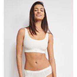 Bustier Sloggi "EVER Ease", Damen, Gr. M, N-Gr, wei&szlig; (silk wei&szlig;), Single Jersey, Obermaterial: 82% Baumwolle, 18% Elasthan, unifarben, BHs Bustier, temperaturausgleichend, Baumwolle, U-Ausschnitt, atmungsaktiv