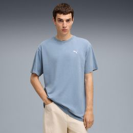 T-Shirt Puma "ESS ELEVATED RELAXED WASH TEE", Herren, Gr. XL, blau (cool blau), Jersey, Obermaterial: 100% Baumwolle, bedruckt, relaxed fit normal, Rundhals, Shirts T-Shirt, Kurzarm, f&uuml;r Freizeitaktivit&auml;ten, aus weichem Jersey-Material