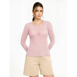Kurzarmhemd LIBERT&Eacute; ESSENTIEL "Libert&eacute; Essentiel T-shirt MESH", Damen, Gr. L, Normalgr&ouml;&szlig;en, lavender, Obermaterial: 95% Polyester - PES, 5% Elasthan, Hemden