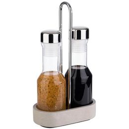 Menage-Set APS "Element", grau (grau, transparent, edelstahlfarben), B:14cm H:25cm, Menage-Sets, Betonsockel