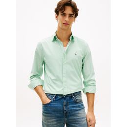 Businesshemd Tommy Hilfiger "FLEX POPLIN SOLID", Herren, Gr. M, N-Gr, crushed mint, Popeline, Obermaterial: 100% Baumwolle, regular fit h&uuml;ftlang, &Auml;rmel mit &Auml;rmelschlitz 1-Knopf-Manschette, Hemden, unifarben, klassisch, regular fit, Baumwolle, Button-down-Kragen