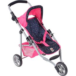 Bayer Chic 2000 Puppenbuggy CHIC2000 "Jogging-Buggy Lola", blau (konfetti pink), Puppenwagen, KinderB:33cm H:57cm T:70cm, Kunststoff, Metall, Stoff, mit klappbarem Verdeck, B:33cm H:57cm T:70cm