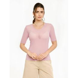 Kurzarmhemd LIBERT&Eacute; ESSENTIEL "Libert&eacute; Essentiel T-shirt MESH", Damen, Gr. M, Normalgr&ouml;&szlig;en, lavender, Obermaterial: 95% Polyester - PES, 5% Elasthan, Hemden