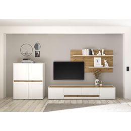 Wohnwand Home Affaire "City/Giron, moderne Anbauwand, Komplettset in vielen Farben verf&uuml;gbar", wei&szlig;, B:360cm H:180cm T:45cm, Holzwerkstoff, Kastenm&ouml;bel-Sets, Wohnwand, enth&auml;lt ein Lowboard, ein Highboard & ein Wandboard