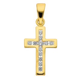 Adelia&acute;s Kettenanh&auml;nger ADELIA&acute;S "375 Gold Kreuz Anh&auml;nger", gold, Schmuckanh&auml;nger, Damen, mit Zirkonia, Gold, Kettenanh&auml;nger, mit Zirkonia Goldschmuck f&uuml;r Damen & Herren