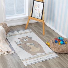 Teppich LIVABLISS "SALZBURG", beige (creme), B:80cm H:5,08mm L:150cm, Polyester, Teppiche, Teppich, Maschinenwaschbarer Kinderteppich &ndash; praktisch und pflegeleicht
