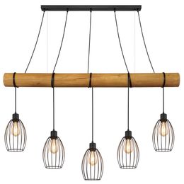 NOWA H&auml;ngeleuchte "BERTI", schwarz matt, 5, &Oslash; 16cm H: 150cm, 1 Stk., Leuchten, H&auml;ngeleuchte mit Holzbalken, rustikal-modern & individuell, H&auml;ngeleuchte