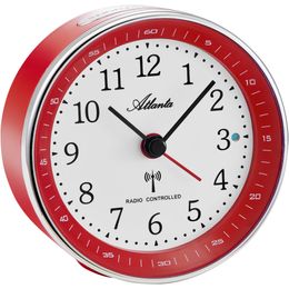 Funkwecker Atlanta, silber (rot, silberfarben), Wecker, Funkwecker, ideal f&uuml;r Reisen, Geschenkidee, Beleuchtung, Weckwiederholung, analog