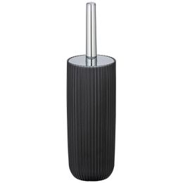 WC-Garnitur Wenko "Agropoli", grau, H:36,5cm L:10cm, Kunststoff, Reinigungsb&uuml;rsten, cremewei&szlig;, mit geschlosssener Form