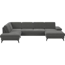 Sit & More Wohnlandschaft SIT & MORE "Morris Jubi", grau (stone), B:335cm H:82cm T:212cm, 100% Polyester, Sofas, Wohnlandschaft, wahlweise mit Armteilverstellung, Bettfunktion & Bettkasten