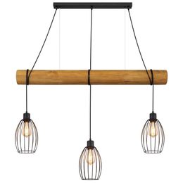 NOWA H&auml;ngeleuchte "BERTI", schwarz matt, 3, &Oslash; 16cm H: 150cm, 1 Stk., Leuchten, H&auml;ngeleuchte mit Holzbalken, rustikal-modern & individuell, H&auml;ngeleuchte