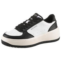 Sneaker Skechers "GRAND 92-STEADY WINNING", Damen, Gr. 41, schwarz-wei&szlig; (wei&szlig;, schwarz), Lederimitat, kontrastfarbene Details, Schuhe Sneaker, Retro Sneaker, Plateausneaker mit markanter Laufsohle